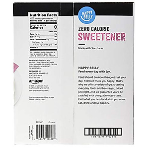 Amazon Brand - Happy Belly Zero Calorie Pink Saccharin Sweetener, Powder, Packet, 35.2 ounce (Pack of 1), (Previously Sugarly Sweet), 1000 Count