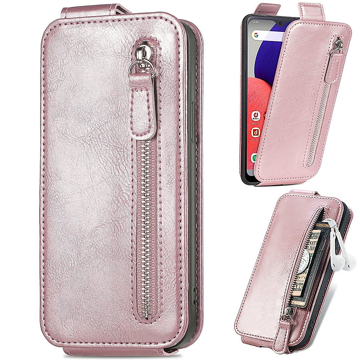 HUANGTAOLI Wallet Case for OnePlus Nord N20 5G, Zipper Pocket Built-in Magnet Closure Kickstand Handbag Phone Case for OnePlus Nord N20 5G