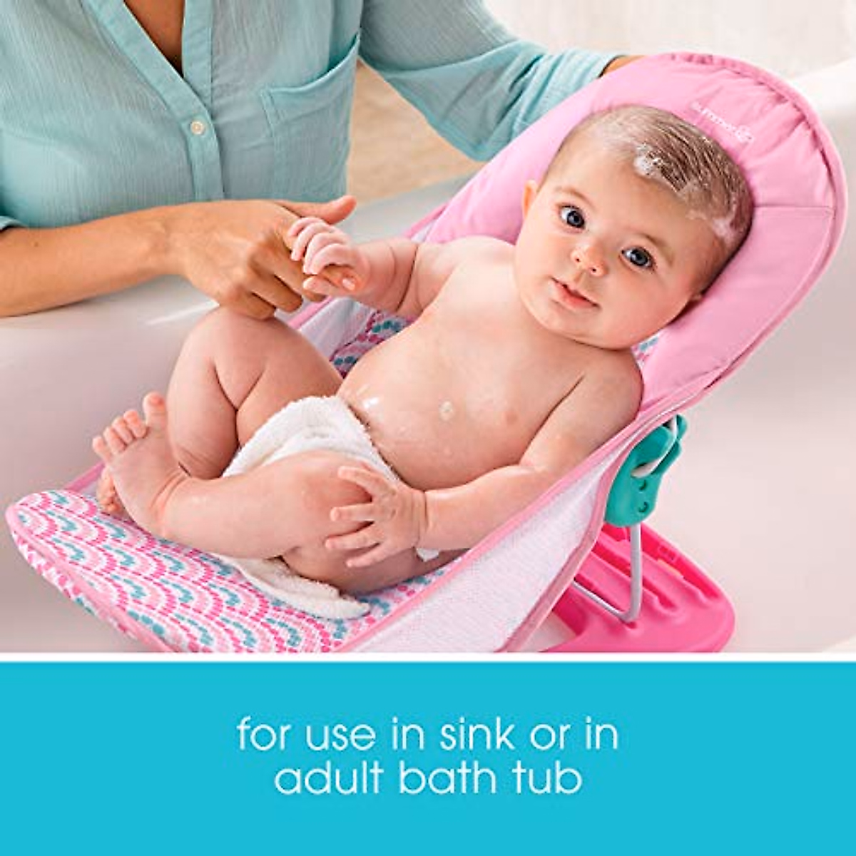 Summer Deluxe Baby Bather (Bubble Waves) - Bath Support for Use in the Sink or Bathtub - Includes 3 Reclining Positions