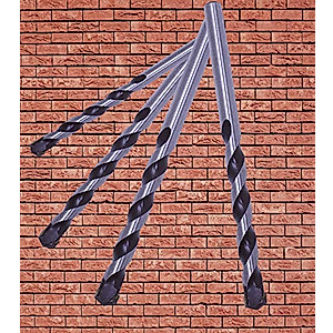 Masonry Drill Bit Set 3/8 in. Carbide Tip Black/White Drill Concrete Rock-5Pcs