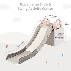Toddler Indoor Sofa Slide – Stair Slide Attachment for Bed, Nugget Couch & Playgrounds, Car Shape - Pink