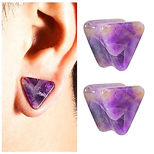 TBOSEN 10PCS Set Organic Stone Amethyst Ear Gauges Plugs Tunnels Double Flared Saddle Gauges Piercing Set Stretchers Gift 0g-5/8 in 8mm-16mm