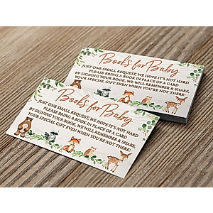 Bring a Book Insert Cards, Set of 50, Woodland Baby Shower Games, Activities, Favors