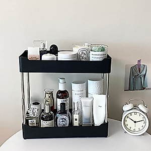 FIZZOQI Two Layers of Black Storage Shelf Display Rack Multifunctional Kitchen Finishing Rack Minimalist Desktop Rack Dormitory Makeup Finishing Rack