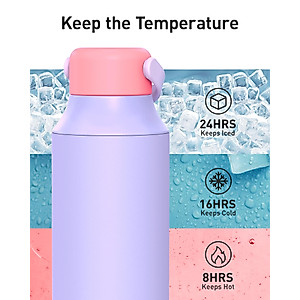 TOURIT 20 oz Insulated Water Bottle, Stainless Steel Water Bottles With Ice Strainer, Double-Wall Thermos Water Bottle, BPA Free Leakproof Thermos Bottle for Sports and Travel, Violet Mist