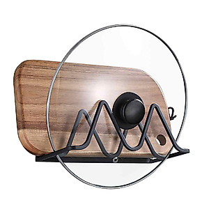 Pot Lid Organizer, Metal Double Slots Lid Holder for Kitchen Cabinet Door or Wall Mounted, Storage Cutting Boards, Bakeware, Pots & Pans, Serving Trays Black free size