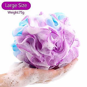 BTYMS 4 Pieces Shower Loofahs Exfoliating Sponge Body Scrubber 75g/pc Bath Puffs Shower Scrunchies Bathing Sponges for Women and Men