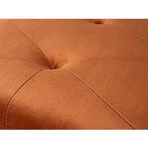 SIMTONAL Velvet End of Bed Bench Upholstered Button Tufted Bench Entryway for Bedroom and Living Room, Brown