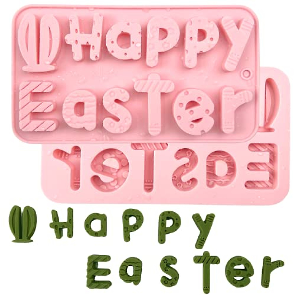 Crethinkaty Easter Chocolate Mold-1Pack Happy Easter Silicone Chocolate Mold-Happy Easter Letters Shaped Chocolate Pudding Candy Making Mold for Easter.