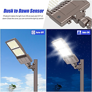 10Pack 400W LED Parking Lot Light Dusk to Dawn Outdoor Lighting Arm Mount 56000LM IP65 UL & DLC Commercial Light for Street Stadium Tennis Court 5000K (100-277VAC Input), LED Shoebox Light