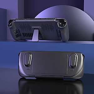 EJGAME Upgraded Ultra Slim TPU Protective Case with Front Cover for Steam Deck/OLED, Shock-Absorption, Non-Slip and Anti-Scratch Design Cover Protector-Black