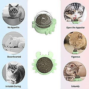 Catnip Balls for Cats Wall, 3 Pack Edible Cat Nip Ball Products for Cats Kitty Chew Toy, Rotatable Interactive Cat Kitten Toys of Indoor Cats for Teeth Cleaning, Health and Cat Wall Treat (GREEN)