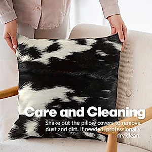 Set of 2, Natural Torino Cowhide Throw Pillows with Poly Insert | Kobe Accent Pillows Handcrafted from 100% Cow Hide, S&P Choco & White, 12 in x 20 in