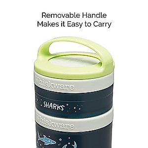 Whiskware Stackable Snack Containers for Kids and Toddlers, 3 Stackable Snack Cups for School or Travel, Sharks