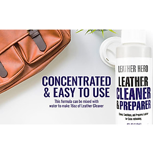 Leather Hero Cleaner & Restorer - 4oz (Makes 16oz) - Safe for All Smooth Leather - Made in USA
