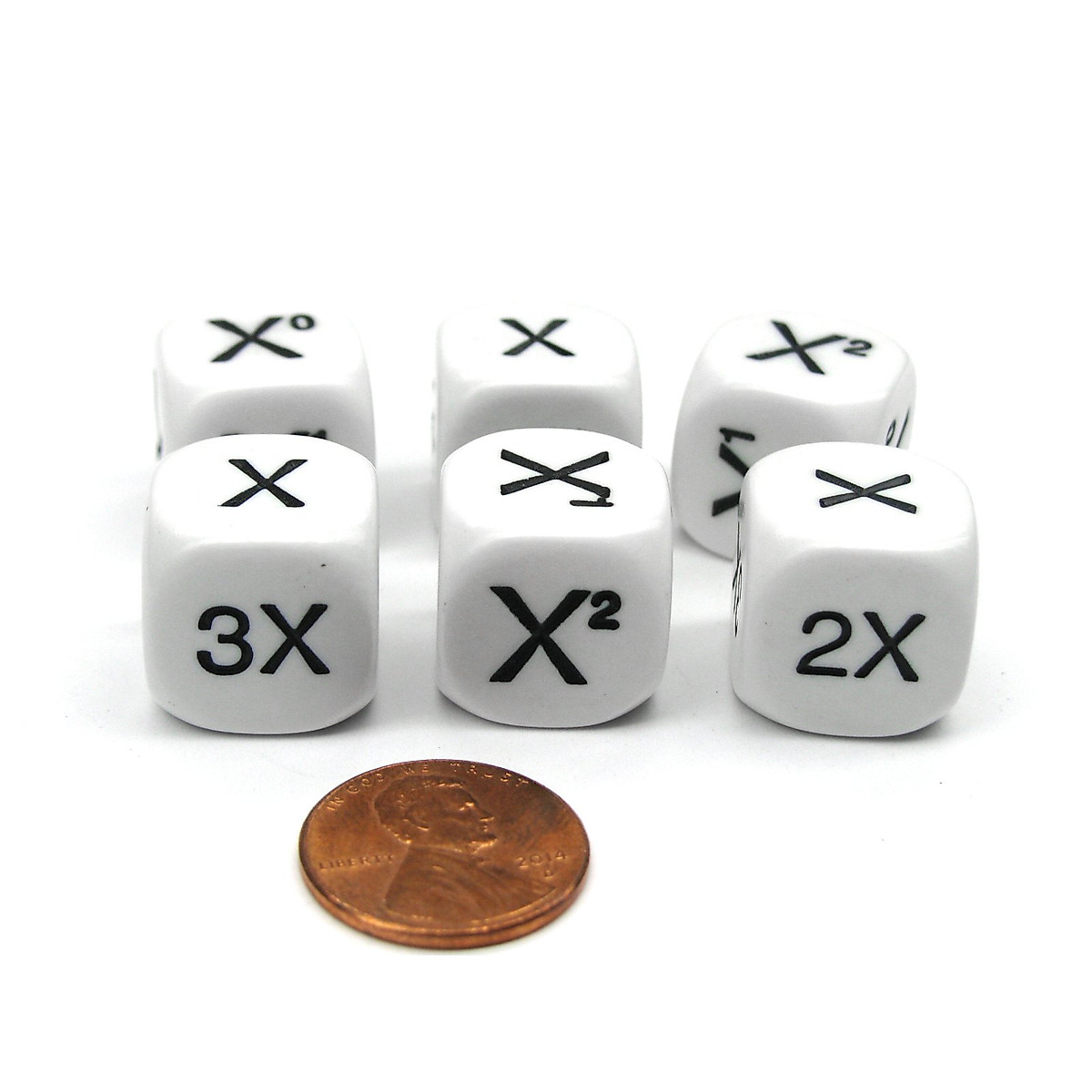 Koplow Games Set of 6 D6 16mm Educational Math Dice - 3 Multiplier and 3 Algebra Dice