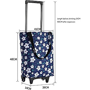 Folding Shopping Bag with Wheels Portable Big Shopping Cart Trolley Bag Reusable Shopping Trolley Storage Bag for Groceries