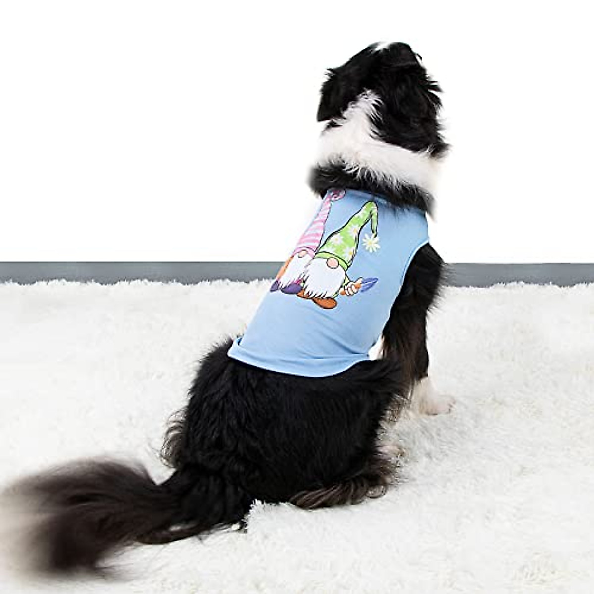 Summer Puppy Dog Shirts Clothes - Soft Stretchy Dogs Apparel Puppy T-Shirts Sleeveless Pet Vest for Large Dogs(Large,Pink+Blue)