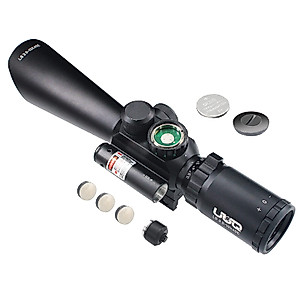 UUQ Tactical 3.5-10X40 Illuminated Red/Green Mil Dot Rifle Scope W/Red Laser Sight Fit 20mm Picatinny Rail