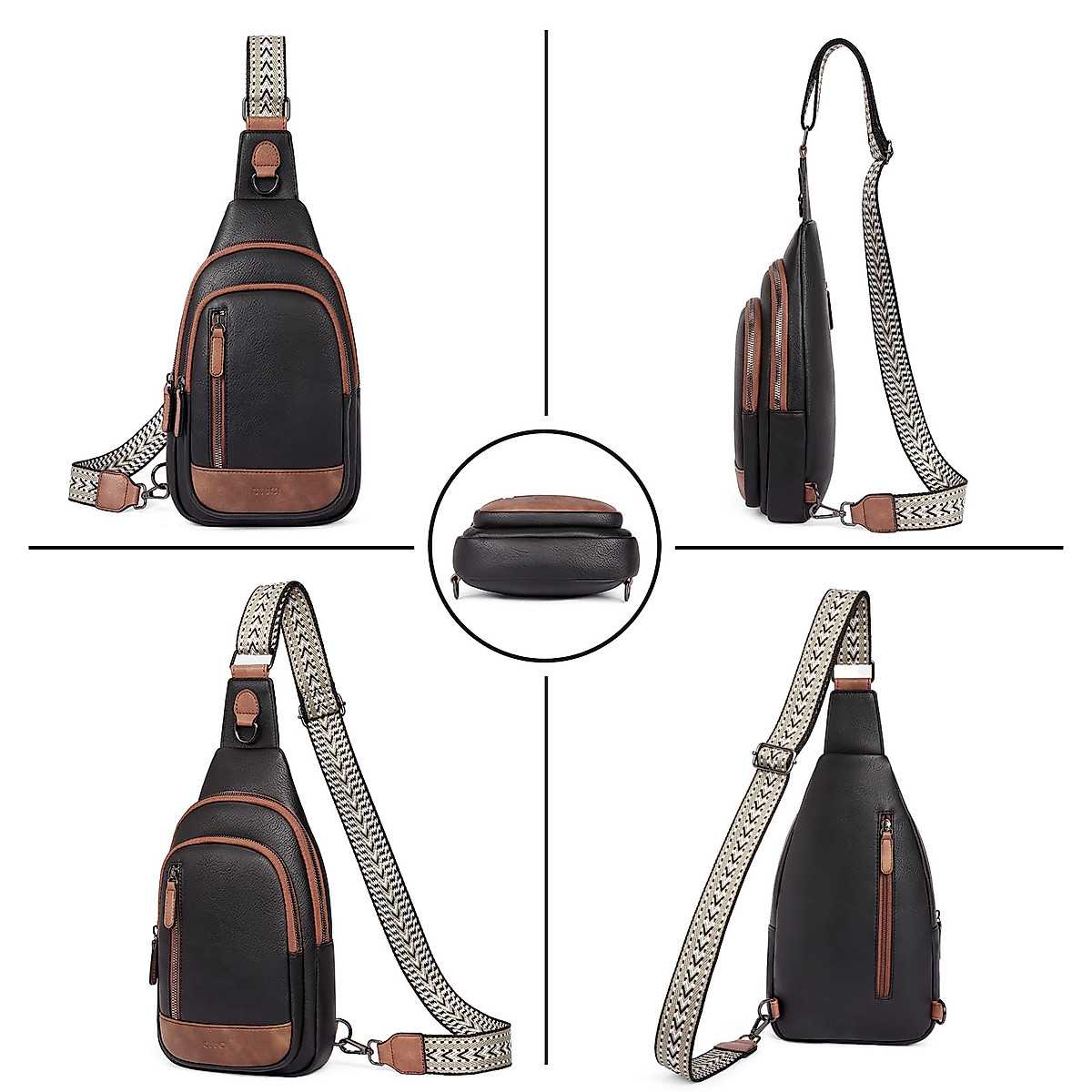 CLUCI Sling Bag for Women Leather Cross body Bag Large Sling Backpack Chest Bag Daypack for Travel Hiking