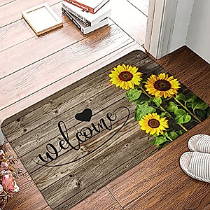 Sunflowers Welcome Door Mat Entrance Rug Carpet mats Decor Non Slip Absorbent Doormat for Indoor Floor Front Door 24"x16"