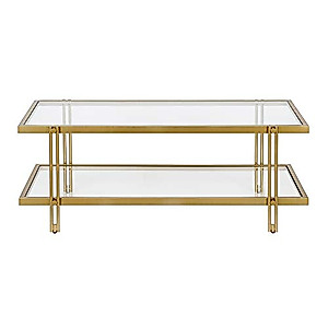 Henn&Hart 45" Wide Rectangular Coffee Table in Brass, Modern coffee tables for living room, studio apartment essentials