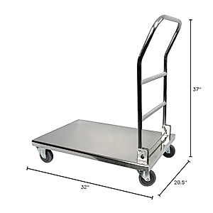 Vollum Folding Platform Trolley All Stainless Steel, 20.5 Inch x 32 Inch