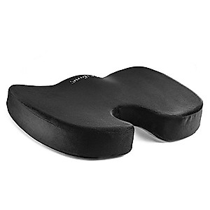 SnugPad Black Memory Foam Seat Cushion - Sciatica, Back, Hip, and Tailbone Pain Relief, Firm Version, Support for Office Chair, Wheelchair, Car. Non-Slip Orthopedic Coccyx Memory Foam (2 Pack)