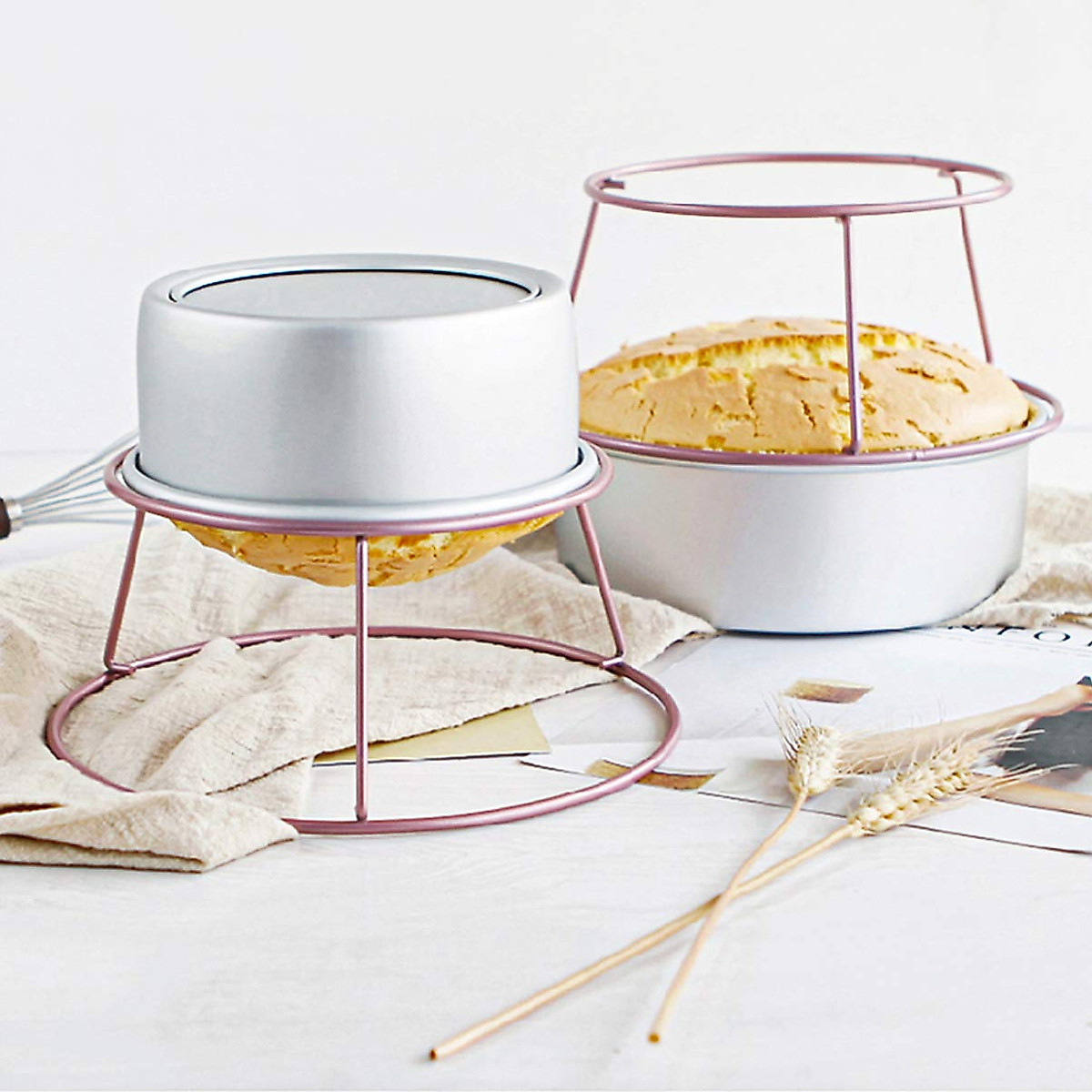 Hemoton Bread Cooling Rack Cooling Rack Round Mega Cooling Rack Roasting Rack Baking Cooling Rack Cake Mold Rack Pastry Rack Rose Gold Cake Stand Cake Holder Large Stainless Steel Chiffon