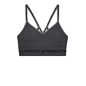 Under Armour Women's Seamless Low Long Heather Bra , Pitch Gray (012)/Black , X-Large