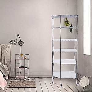 BELANITAS 6 Shelf Corner Wire Shelf Corner Metal Shelf Storage Steel Shelves for Storage Unit Metal Shelf Wire Rack, 26.77" L x 26.77" W x 70.87" H,Silver