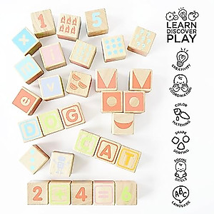 Le Toy Van - Petilou Wooden Educational ABC Wooden Blocks | Educational Wood Toys for Toddlers and Babies | Suitable for A Boy Or Girl 1 Year Old +