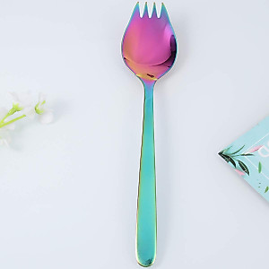 DOITOOL 304 Stainless Steel Spoon Sporks Stainless Steel Snacks Forks Metal Sporks Tasting Forks Bento Forks Soup Spoons Stainless Steel Appetizer Serving Spoons Heavy Salad Tablespoon