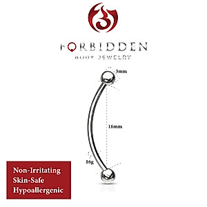 Forbidden Body Jewelry Snake Eyes Piercing Jewelry Tongue, Conch, Belly Button or Eyebrow Rings for Women & Men - 16g Curved Barbell 3mm Solid Ball Ends Surgical Steel Piercing Silver (1 Pc - 5/8")