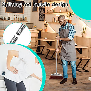 Broom and Dustpan Set Stainless Steel with Long Handle,Heavy Duty Dustpan Broom Set Upright Standing Dust Pan Kitchen Brooms, for Sweeping Kitchen Room Office Lobby Floor