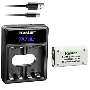 Kastar 1-Pack XBOX1 2500mAh N-i-MH Battery and LCD Dual USB Charger Replacement for Microsoft Xbox One, Xbox One S, Xbox One X, Xbox One Elite Wireless Controller