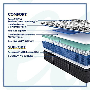 Sealy Posturepedic Plus, Tight Top 14 Firm Mattress with Surface-Guard and 9-Inch Foundation, Queen, Grey
