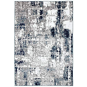 Rugshop Contemporary Abstract Distressed Area Rug 5' x 7' Blue