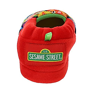 Sesame Street Boys' 2-Piece Pajama Set Monster Print with Cozeez Slippers, Turquoise, Toddler Size 3