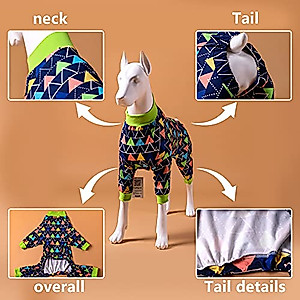 LovinPet Large Dog Pjs Post Surgery Wear/Triangles Blizzard Blue Prints/Post Surgery Shirt/UV Protection, Pet Anxiety Relief, Wound Care for Large Dog Onesies