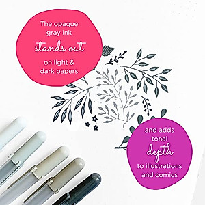 SAKURA Gelly Roll Moonlight 06 Gel Pens - Fine Point Ink Pen for Journaling, Art, or Drawing - Gray Ink - Fine Line - 5 Pack