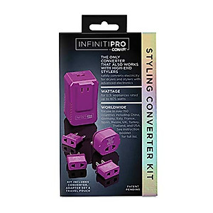 INFINITIPRO by Conair Travel Voltage Converter with Adapter Plugs for Hair Styling Tools & Appliances by Travel Smart