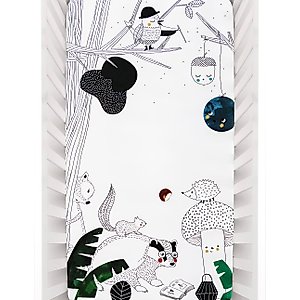 Rookie Humans 100% Cotton Sateen Fitted Crib Sheet: Woodland Dreams. Modern Nursery, Use as a Photo Background for Your Baby Pictures. Standard Crib Size (52 x 28 inches) (Black White)