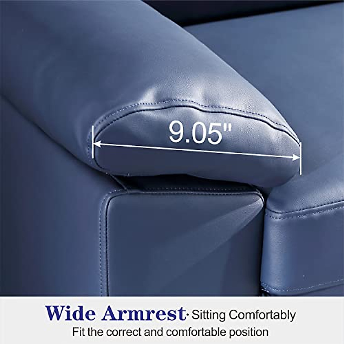 ovios 100" L-Shaped Sectional Sofa with Reversible Chaise, Luxury Deep Seat Couch with Convertible Chaise, Minimalism Cloud Sofas Couches for Living Room, Faux Leather, Blue