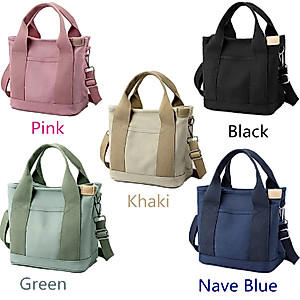 Large Capacity Multi-Pocket Handbag Japanese Handmade Tote Bag with Zipper Tote Purses Crossbody Bag Canvas Handbag for Women (A-Khaki)