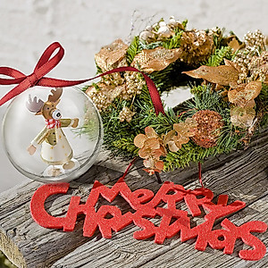 Christmas Tree Ball Ornaments, 15PCS 4 Inches Christmas Decorations Large Acrylic Fillable DIY Ball with Ribbon for Xmas Party Indoor Outdoor Patio Home Wedding Hanging Decor…