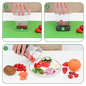Vegetable Chopper - Vegetable Slicer - Fruit Chopper with Container - Pro Soft Food Chopper - Green Slicer Dicer Cutter - 2 Blades