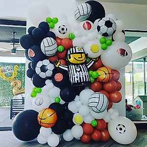 10 Pack 18 Inch Volleyball Foil Balloons Helium Metallic Mylar Balloons for Birthday Party Sports Theme World Cup Party Decorations