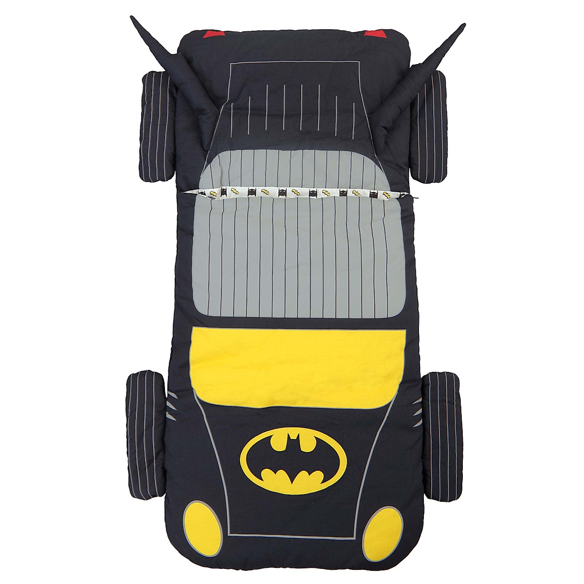 Batman Batmobile Kids Sleepover Bag Superhero Slumber Mat with Built-in Pillow, Cozy & Soft