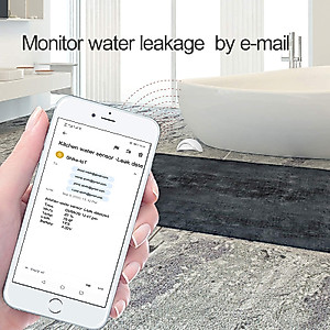 ShikeIoT Wireless Water Leak Detector with Email,Wi-Fi Flood&Freeze Sensor, Smart Leak and Drip Alert,Loud Audible Alarm Alerts–No Need Install-Remote Waterproof Leak Sensor for Home, Basement 1 Pack